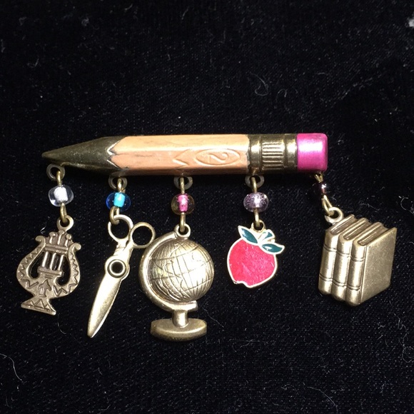 Jewelry | Vintage Gold Tone Dangle Pencil Pin Brooch | Poshmark